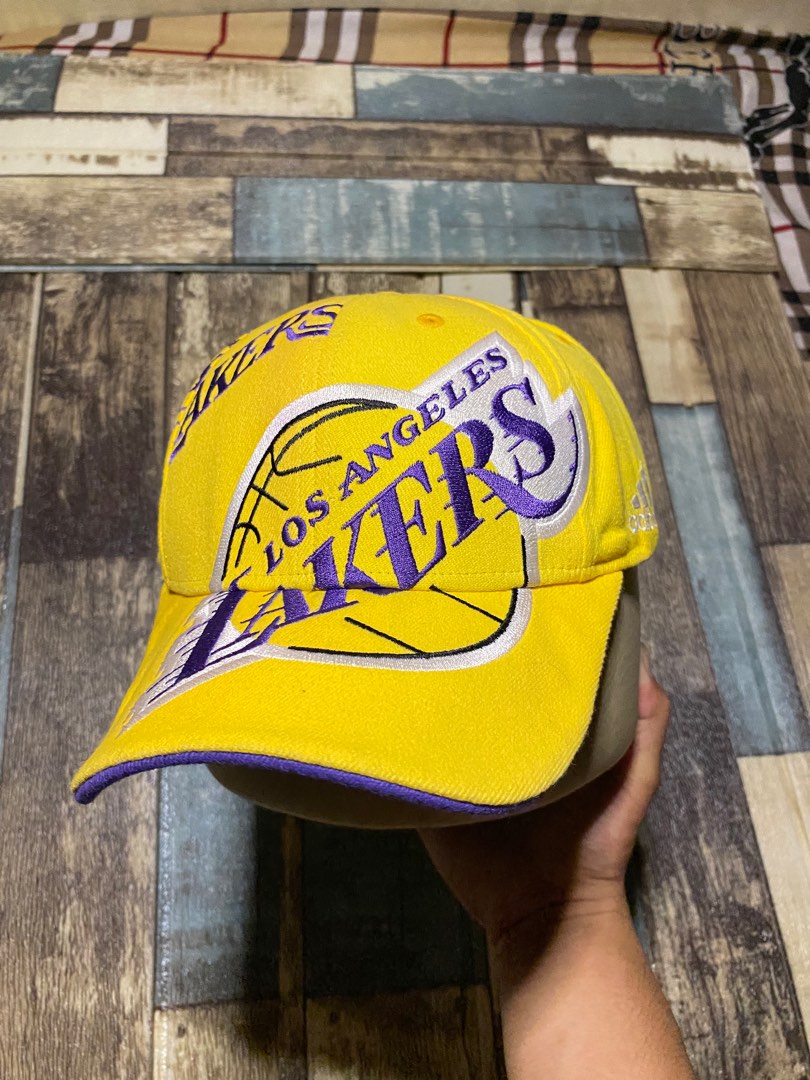 Vintage Adidas NBA Los Angeles Lakers Big Logo Spell Out Fitted Cap ...
