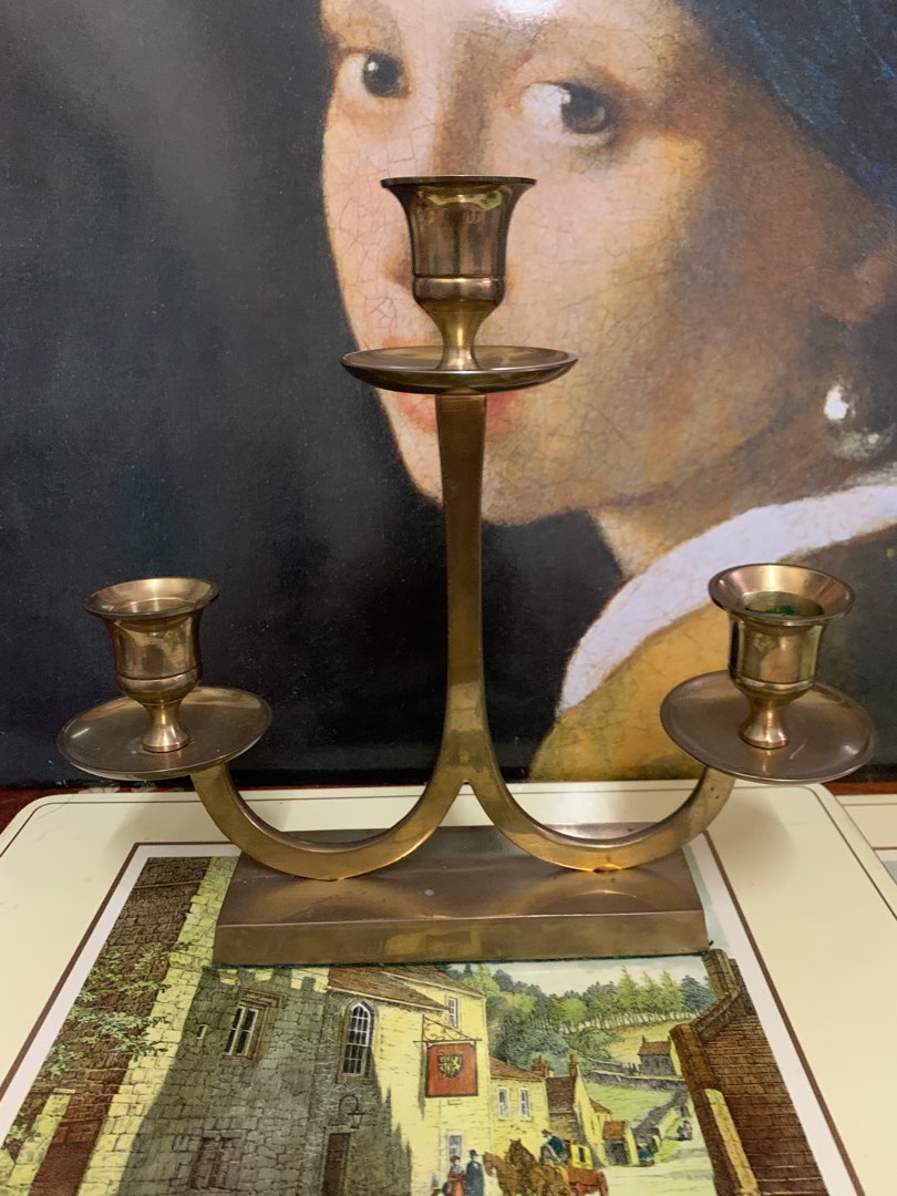 Vintage Solid Brass Candelabra Mid Century 3 Candle Holders 8” Tall ...