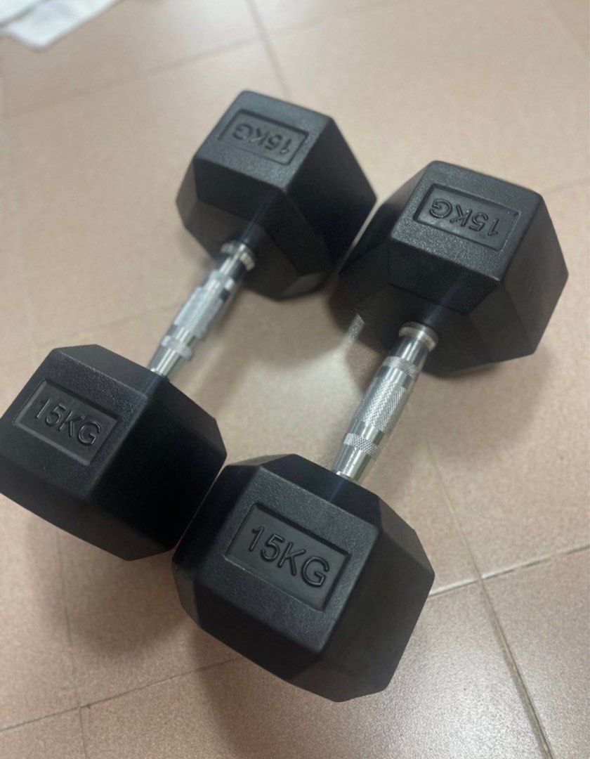 Dumbbells 15kg, Sports Equipment, Exercise & Fitness, Weights ...