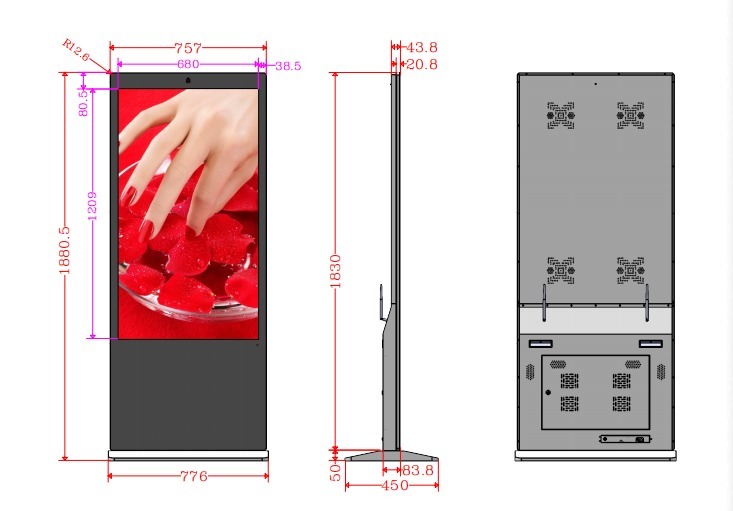55Inch Floor Stand LCD Digital Signage(Touch Screen with Camera ...