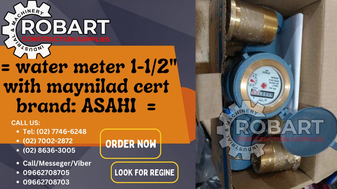 = water meter 1-1/2'' with maynilad cert brand: ASAHI =, Commercial ...