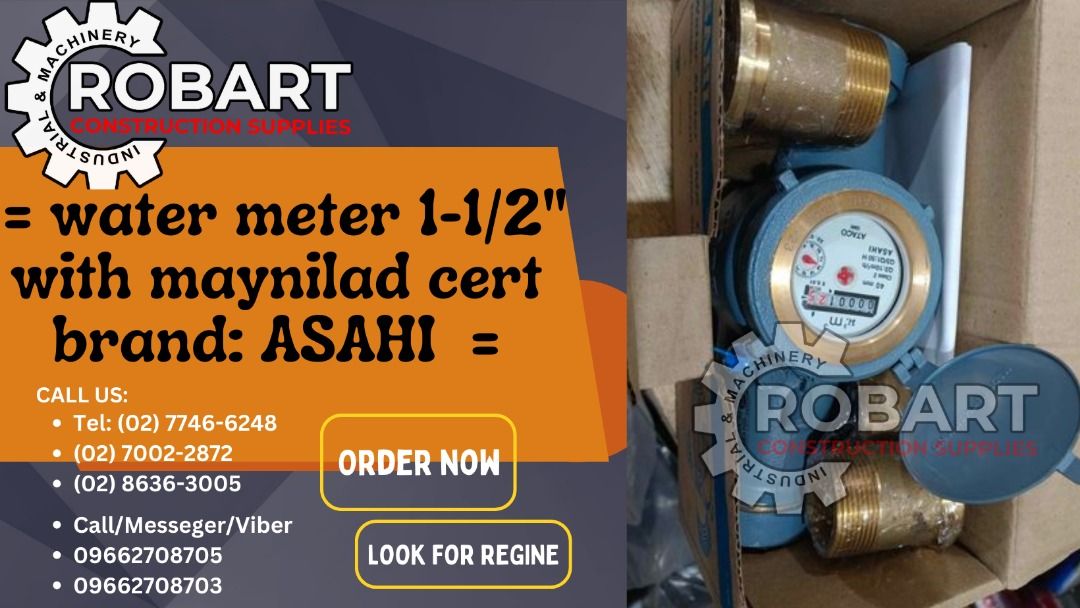 = water meter 1-1/2'' with maynilad cert brand: ASAHI =, Commercial ...