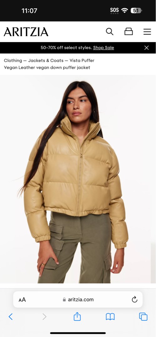 Aritzia puffer leather jacket, Women's Fashion, Tops, Longsleeves on ...