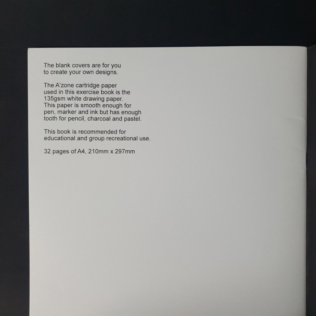 A'zone A4 135gsm Cartridge paper softcover, Hobbies & Toys, Stationery ...