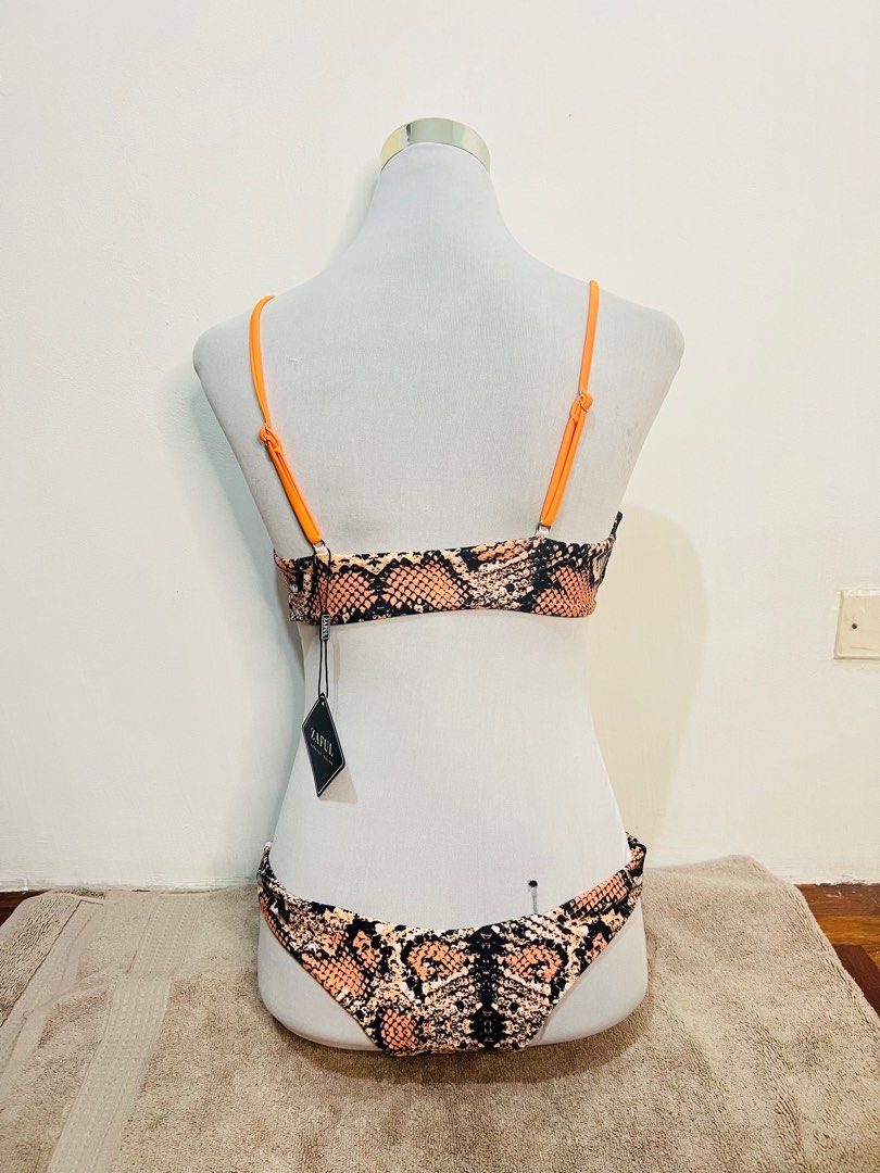 Brandnew orange snake skin two piece swimsuit bikini, Women's Fashion ...