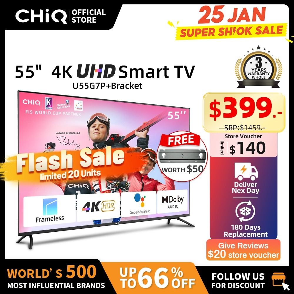 CHiQ U55G7P/G7N 4K UHD Android 11 Smart TV |55 inch | Google TV | Google Assistant| Inbuilt ...