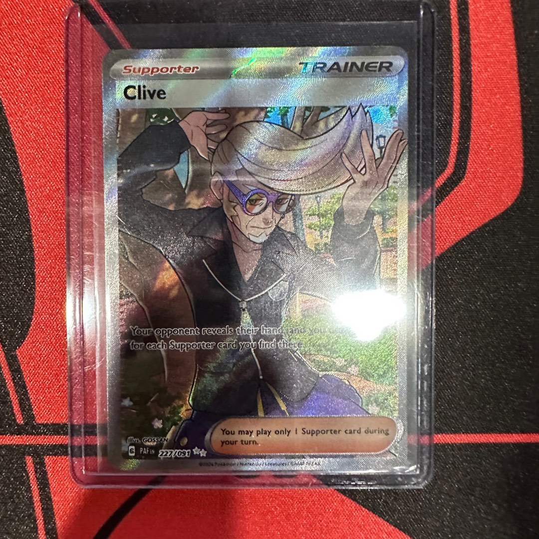 Clive Full Art FA SR Illustration Rare 227/091 Paldean Fates Card ...