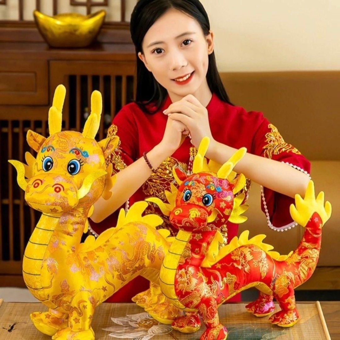 CNY 2024 Dragon Plush Toy | Golden Dragon Red Dragon Plushie | Year of ...