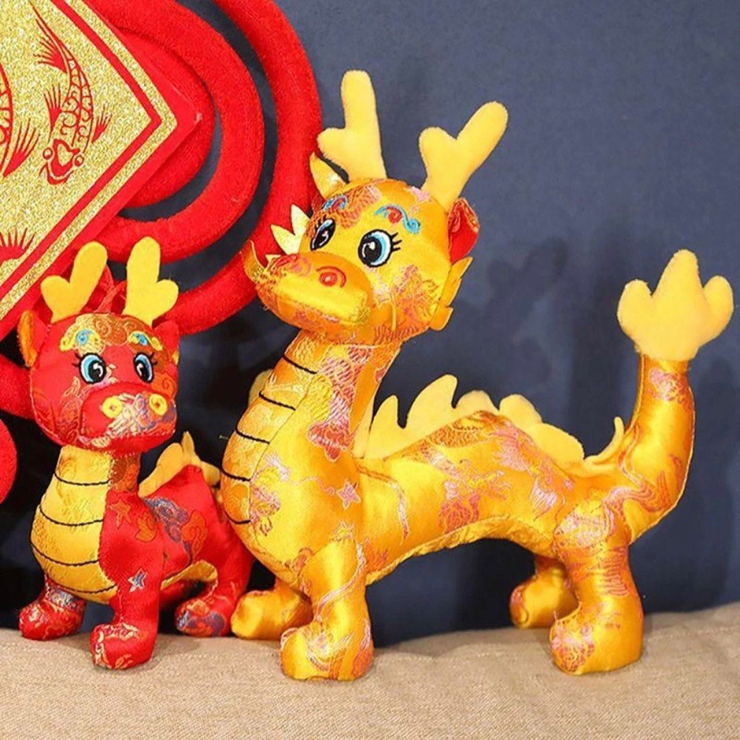 CNY 2024 Dragon Plush Toy | Golden Dragon Red Dragon Plushie | Year of ...