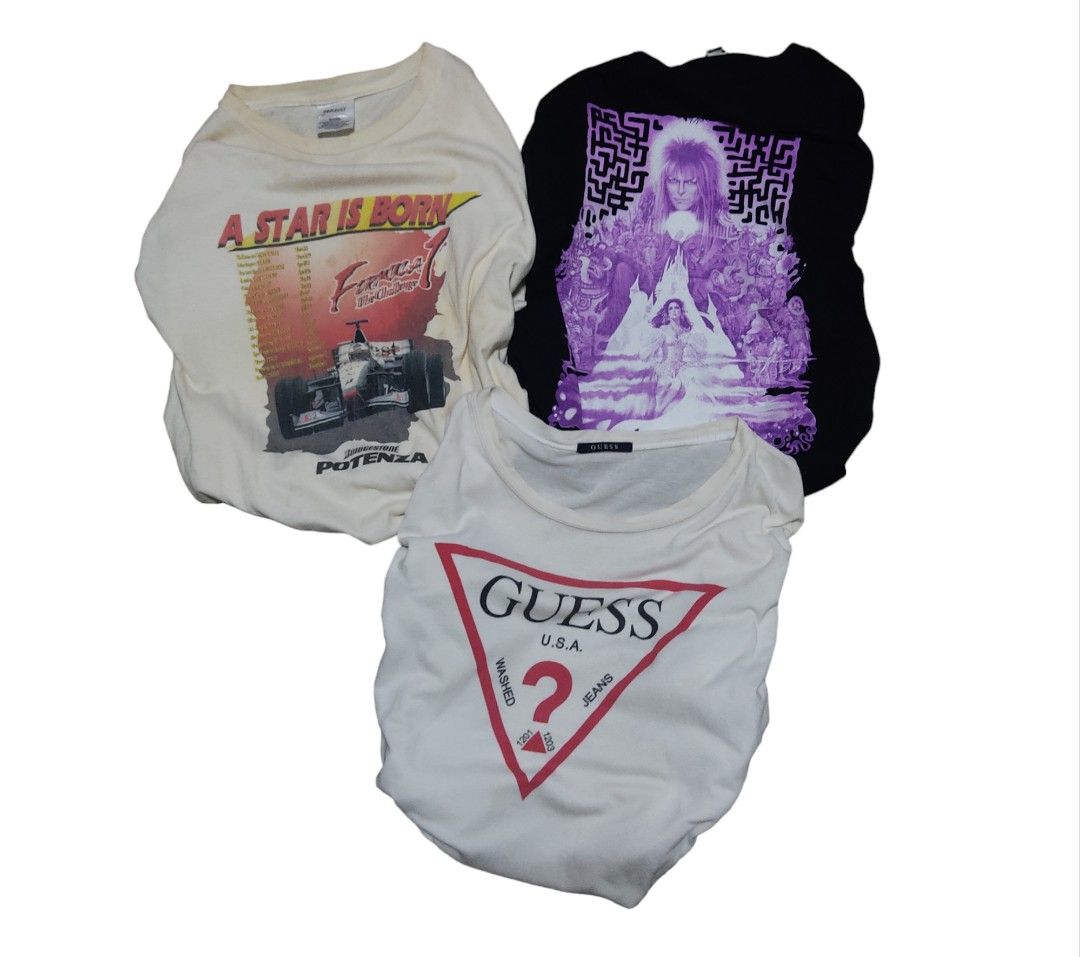 Combo Rm40 3 Helai Vtg Formula 1, Guess, David Bowie Movie, Men's Fashion, Tops & Sets, Tshirts ...