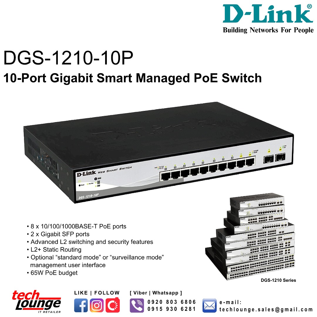 D-LINK Smart Managed Gigabit PoE Switch | DGS-1210 - 8x 1000BASE-T PoE ...
