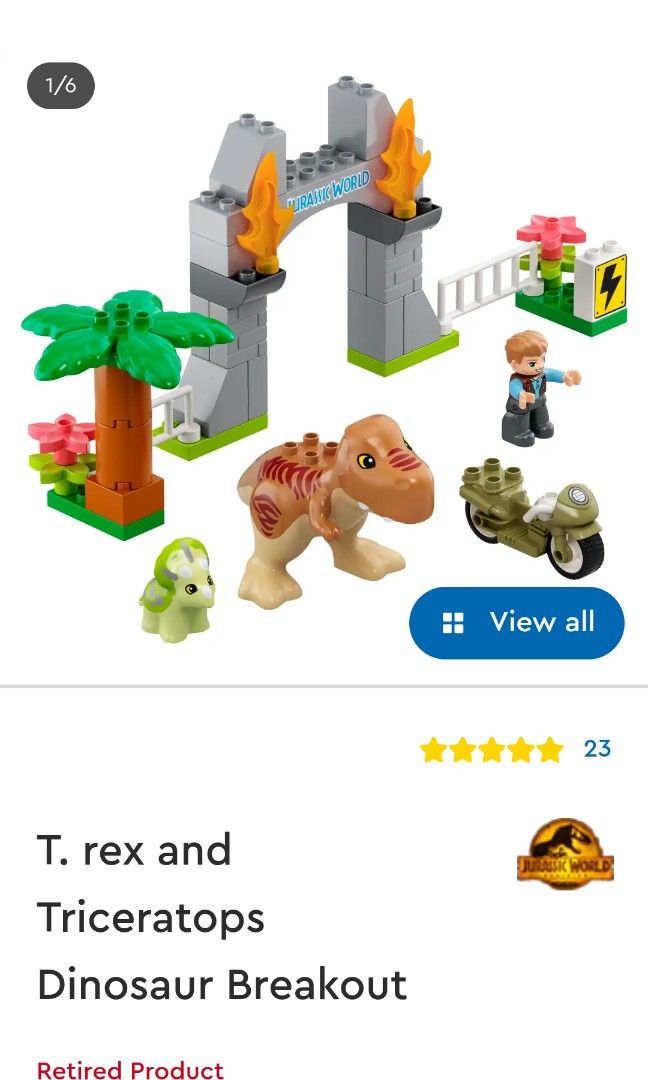 Duplo - T. rex and Triceratops Dinosaur Breakout, Hobbies & Toys, Toys ...