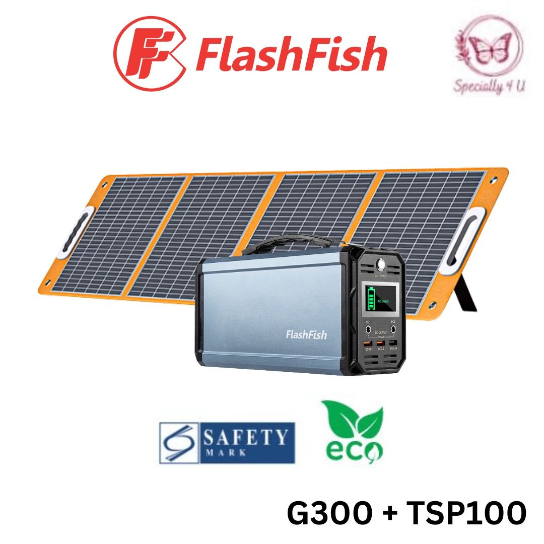Flashfish G300 Portable Power Station and TSP60W/100W Solar Panel ...