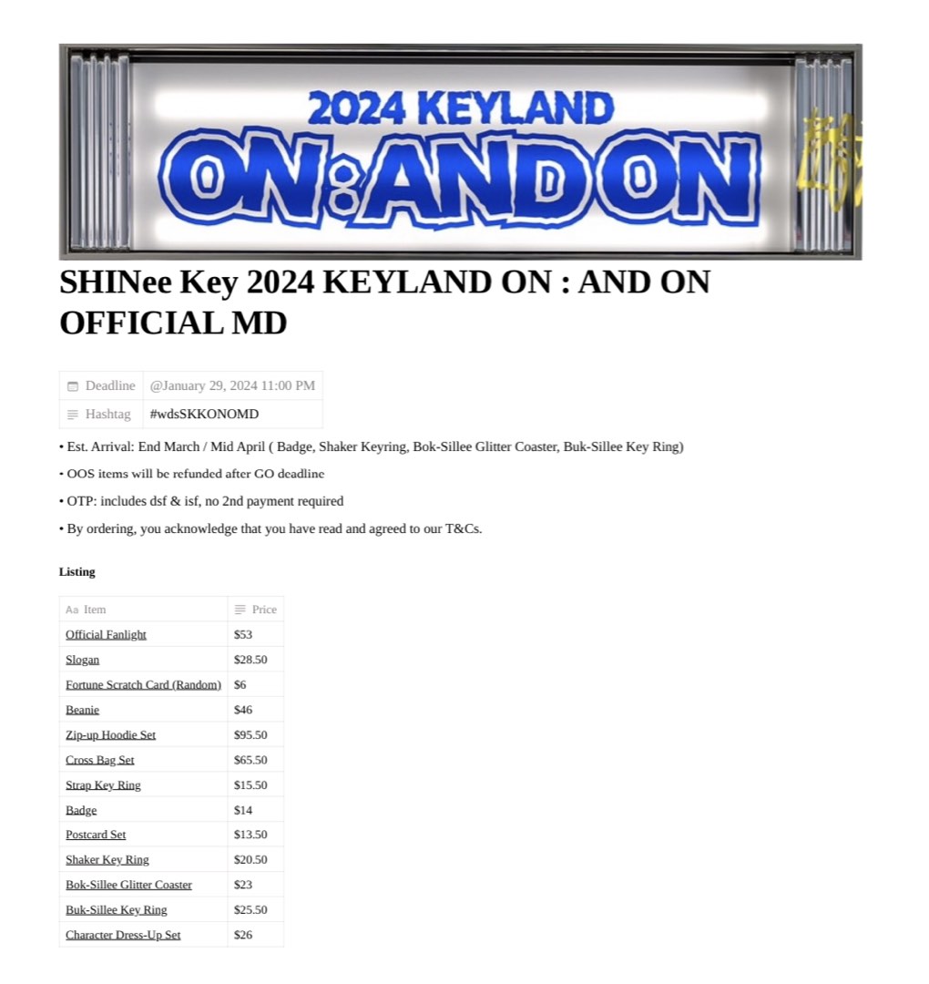 [CLOSED] SHINee Key 2024 KEYLAND ON : AND ON OFFICIAL MD, Hobbies ...
