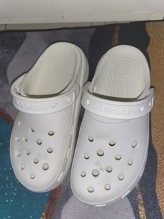 White crocs with rainbow stripes, Babies & Kids, Babies & Kids Fashion ...