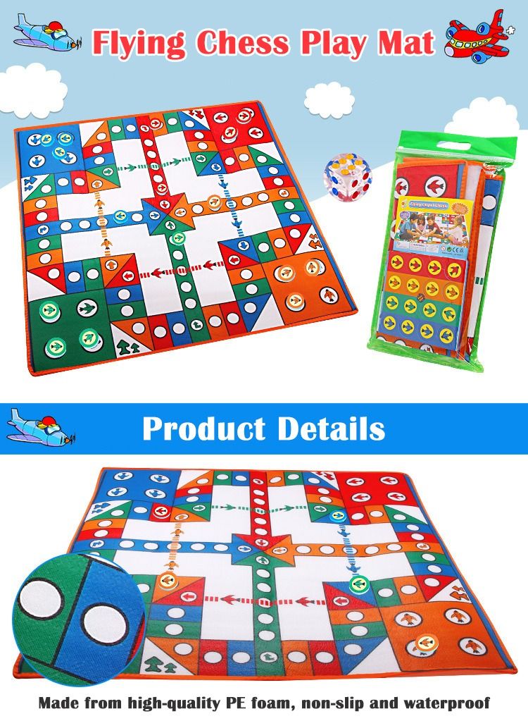 【Large】Flying Chess Game Mat, LUDO Carpet, Lightweight Multi-purpose Activity Mat. Traditional ...