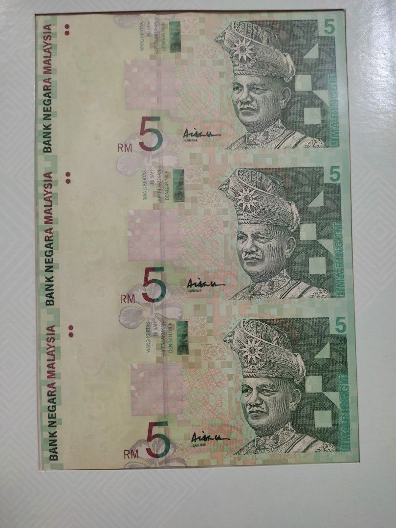 Malaysia RM 5 uncut note, Hobbies & Toys, Memorabilia & Collectibles ...