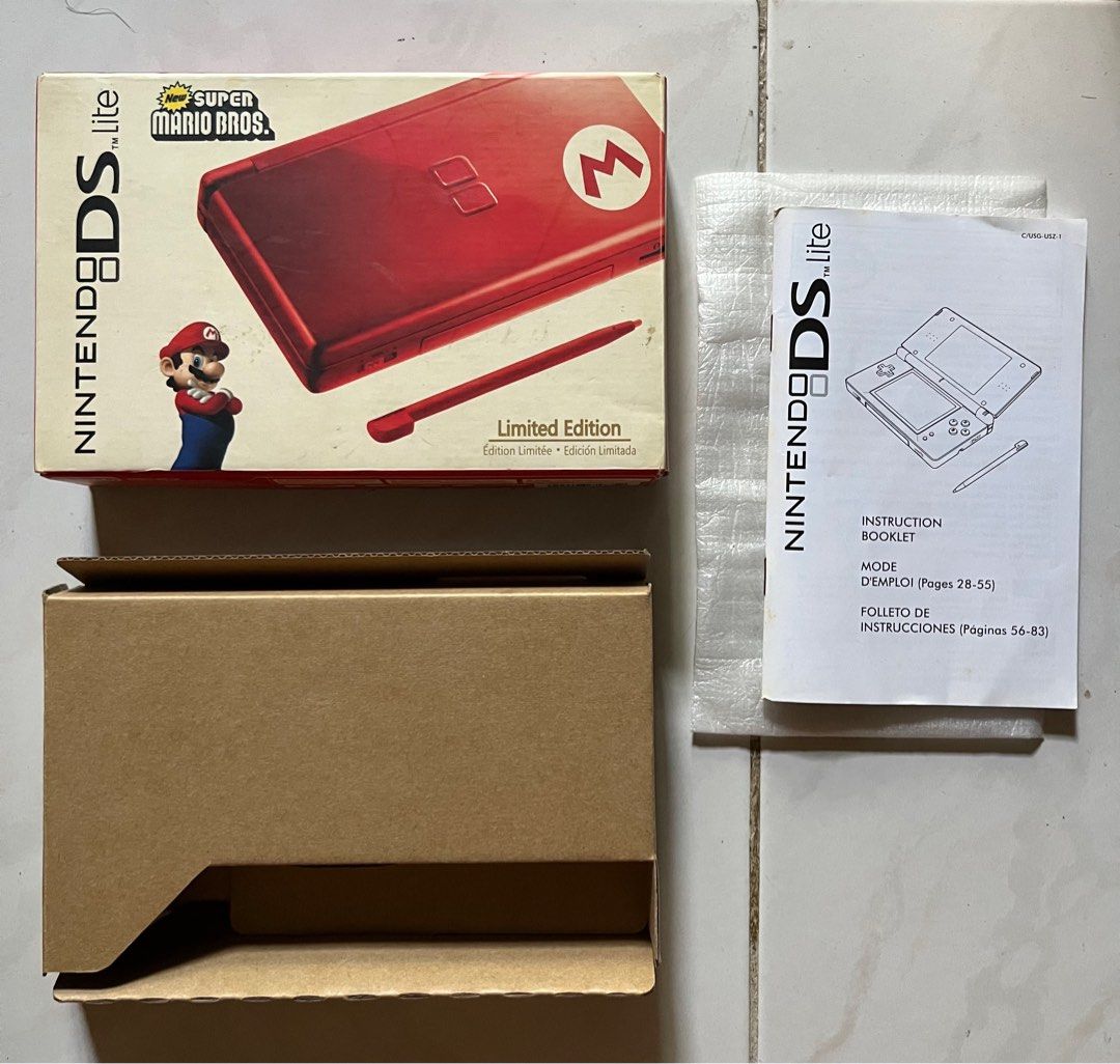 NINTENDO DS LITE MARIO LIMITED EDITION EMPTY BOX INSERT MANUAL, Video ...