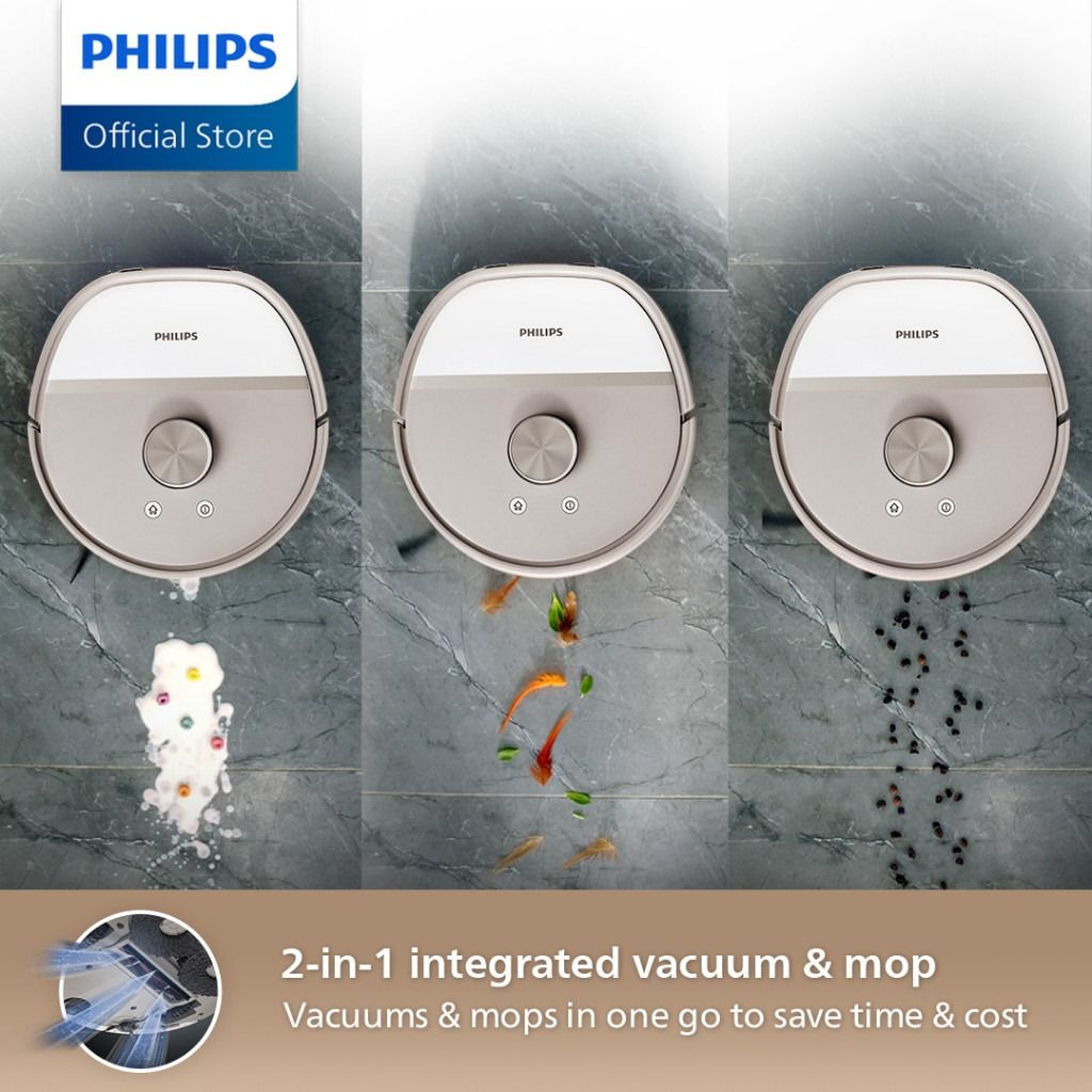 PHILIPS 2-in-1 Wet & Dry Vacuum & Mop Robot Vacuum 6000 Series - XU6500 ...
