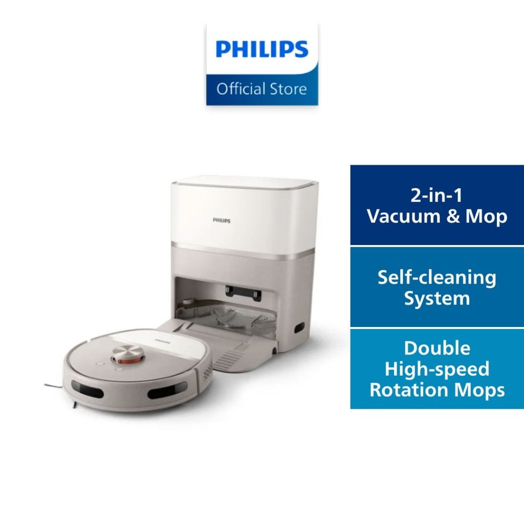 PHILIPS 2-in-1 Wet & Dry Vacuum & Mop Robot Vacuum 6000 Series - XU6500 ...