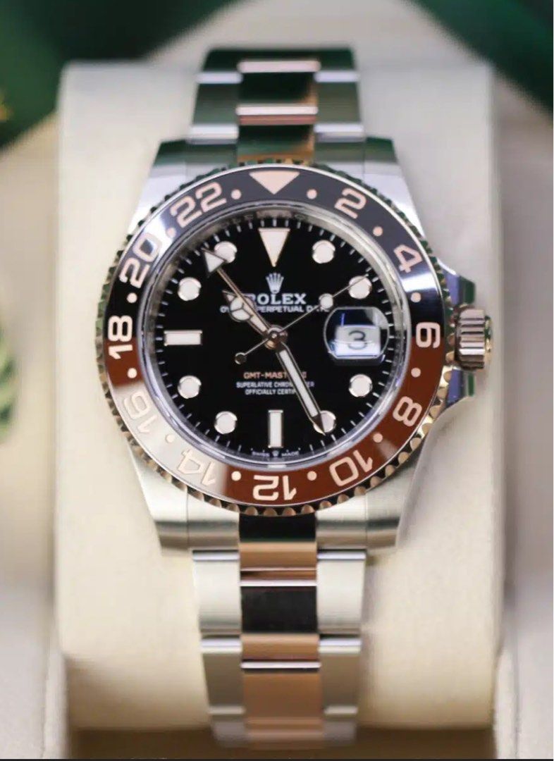 Rolex GMT Root Beer half gold, Luxury, Watches on Carousell