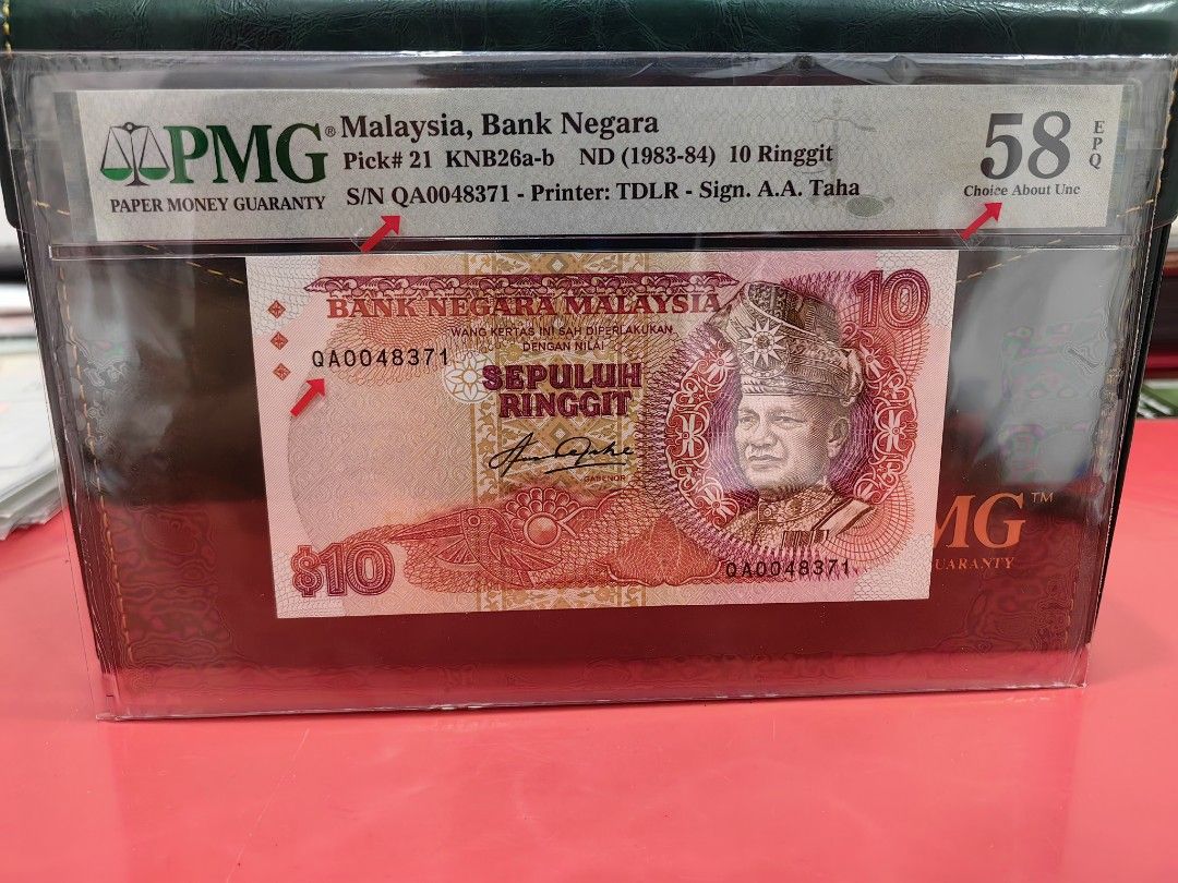Siri 5 QA 10 Ringgit Replacement Taha PMG 58epq Rare, Hobbies & Toys ...