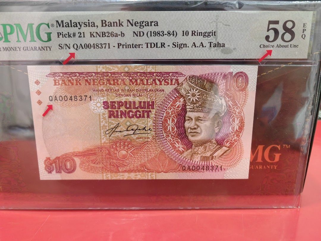 Siri 5 QA 10 Ringgit Replacement Taha PMG 58epq Rare, Hobbies & Toys ...