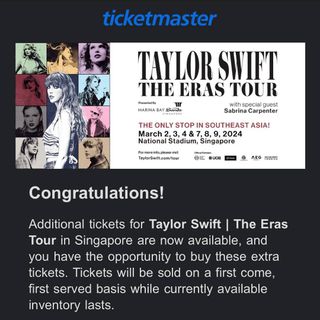 Taylor Swift ERAS Tour Concert Ticket, Tickets & Vouchers, Event ...