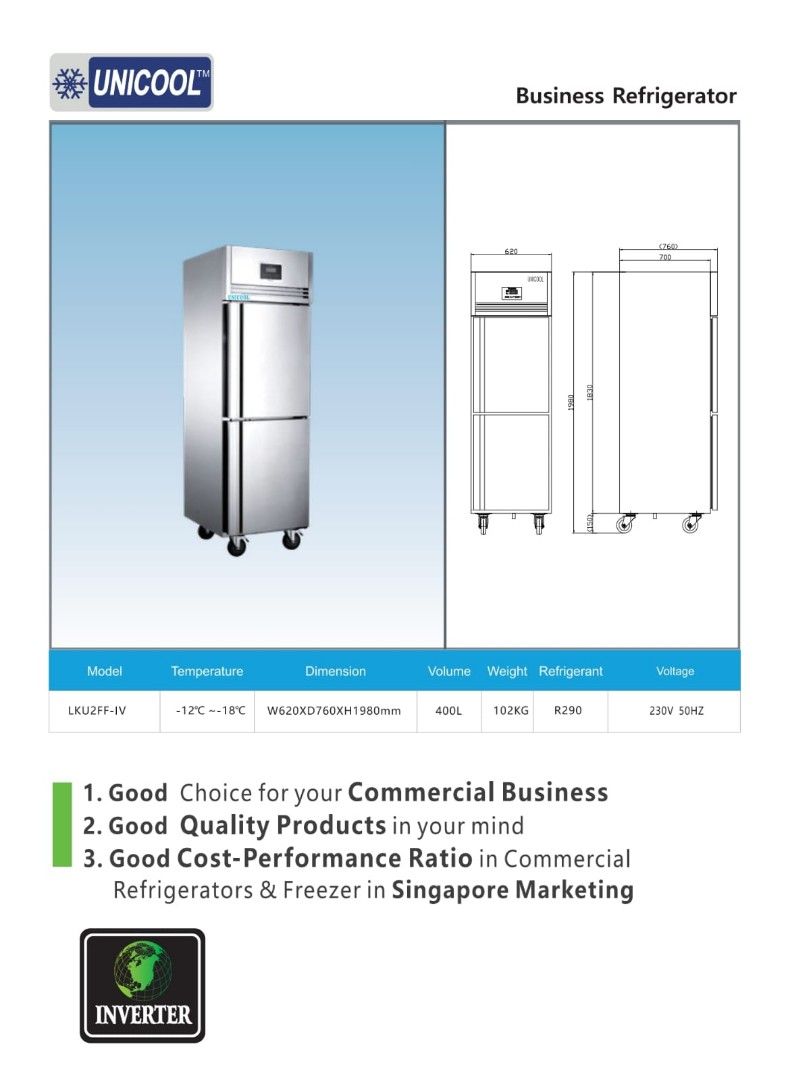 Upright 2 Door Freezer (or Chiller) UNICOOL 70% EEG grant, TV & Home ...