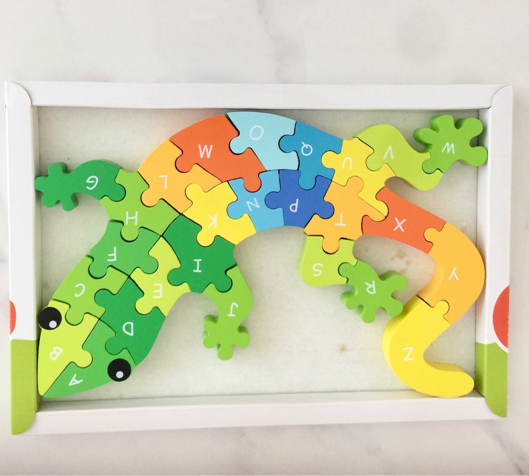 Wooden Alphabet Lizard Puzzle, Babies & Kids, Infant Playtime on Carousell