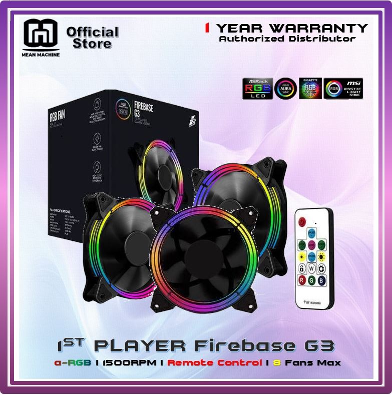 1ST PLAYER Firebase G3 Triple Ring aRGB 8 Fans Pack with Remote ...