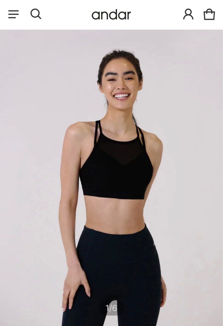 Andar Airywin mesh high neck bra (black), Women's Fashion, Activewear ...