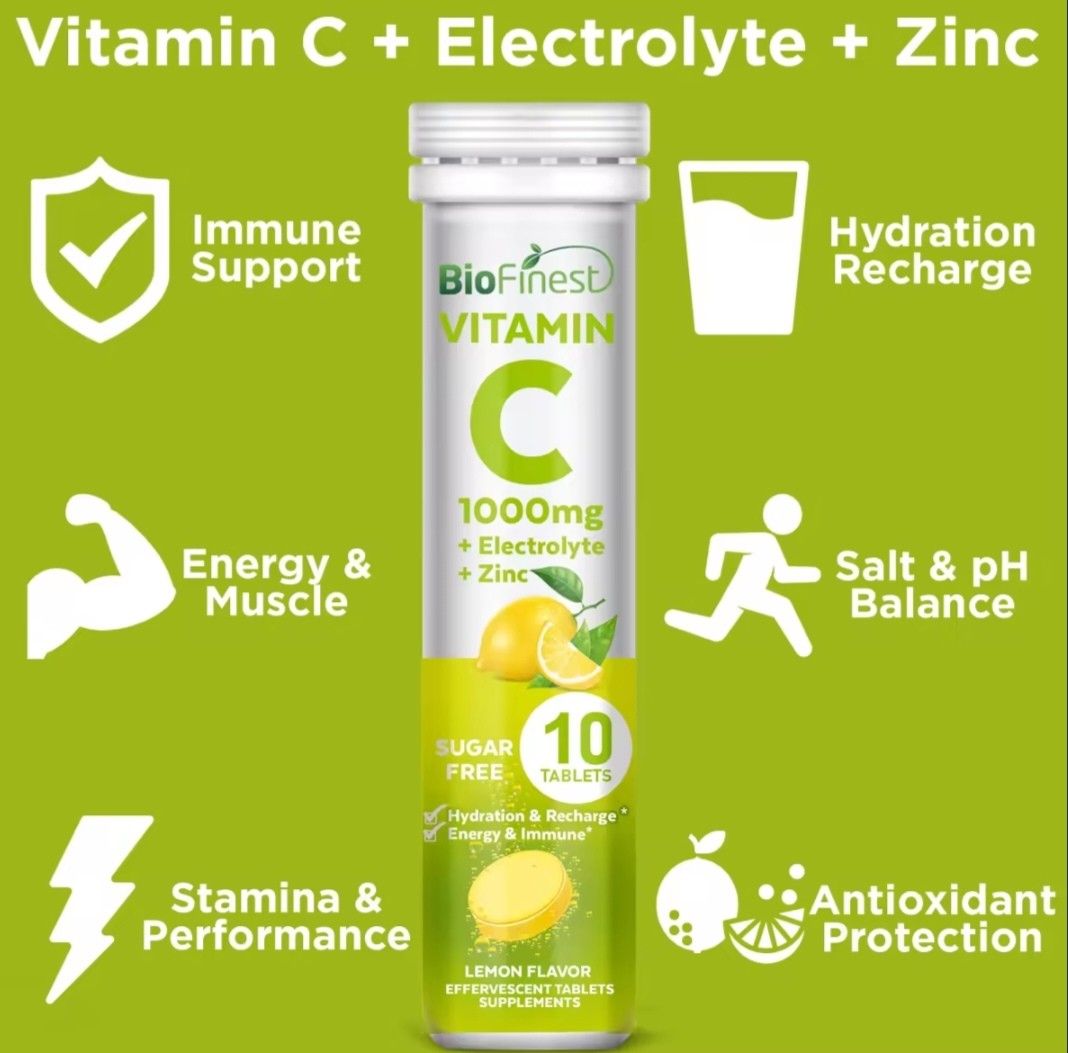 Biofinest Effervescent Vitamin C 1000mg Collagen MultiVitamin B C D E ...