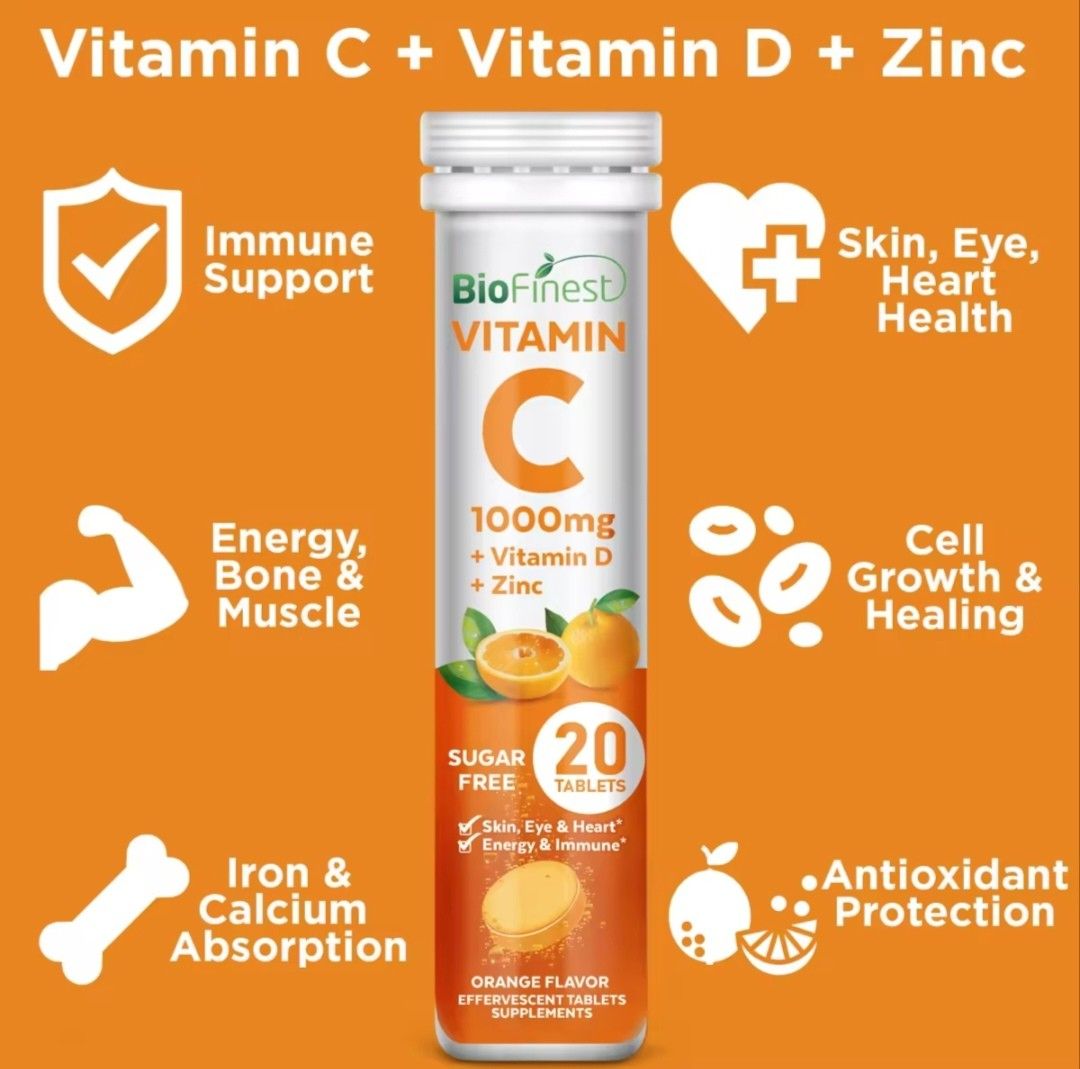 Biofinest Effervescent Vitamin C 1000mg Collagen MultiVitamin B C D E ...