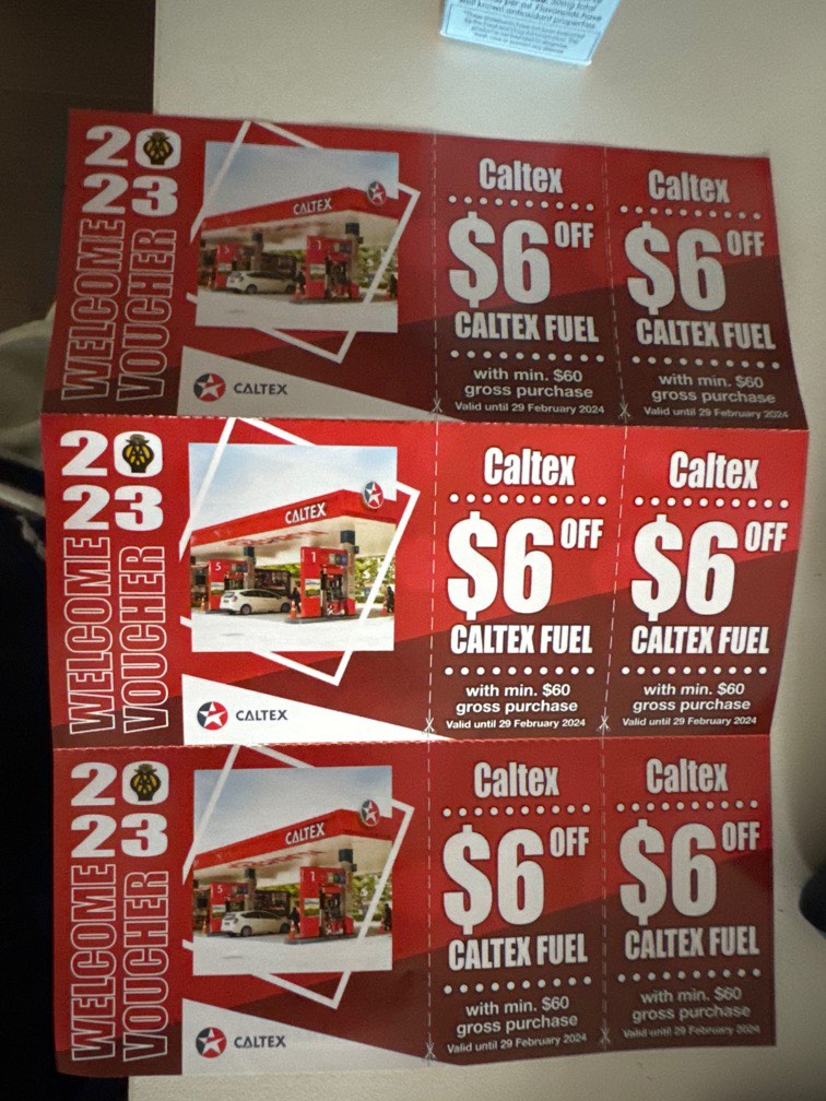 Caltex $6 voucher, Tickets & Vouchers, Vouchers on Carousell