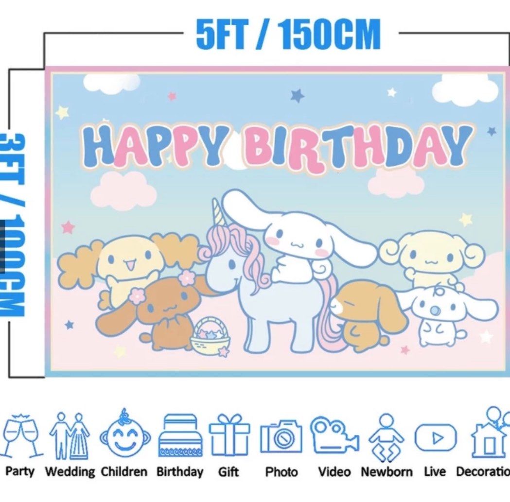 Banner&balloons Cinnamoroll sanrio theme party, Hobbies & Toys ...