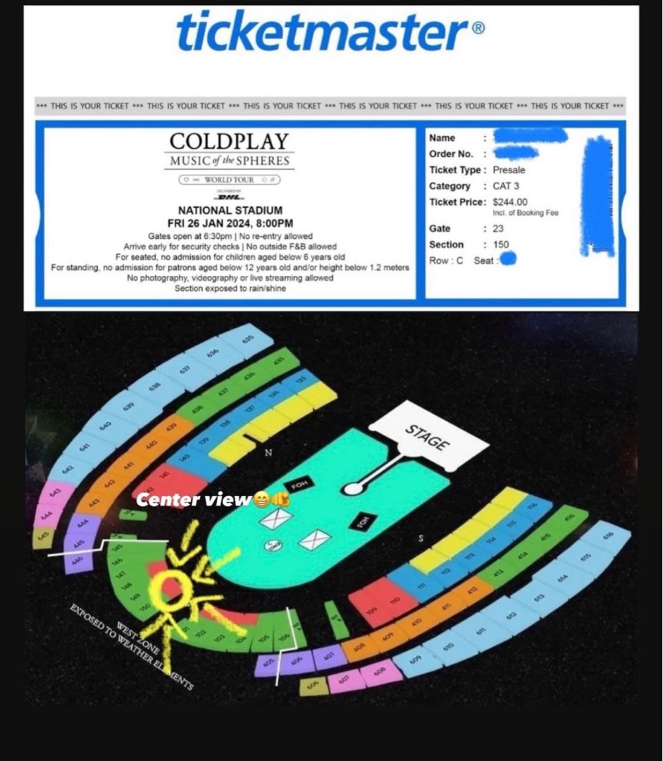 Coldplay music of the spheres concert ticket, Tickets & Vouchers, Event ...