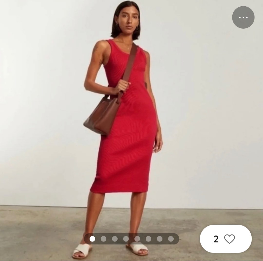 Everlane ribbed tank dress (red), Women's Fashion, Dresses & Sets ...