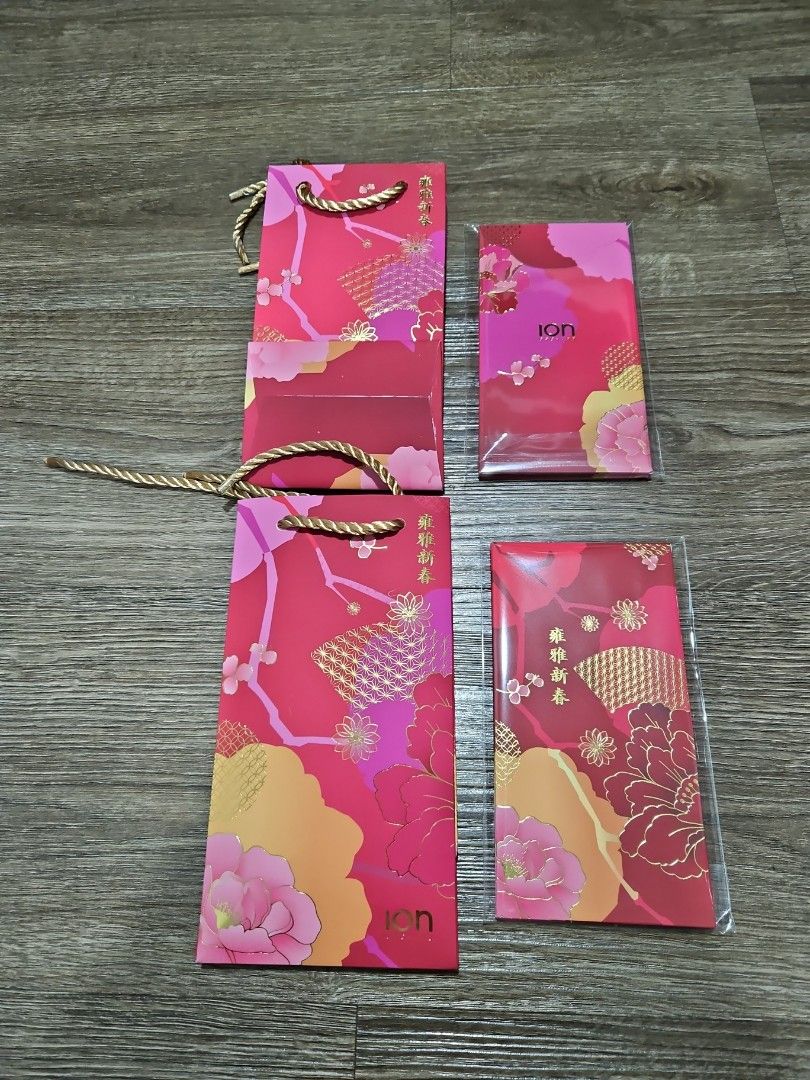 ION Red Packets and orange paper bag, Everything Else on Carousell