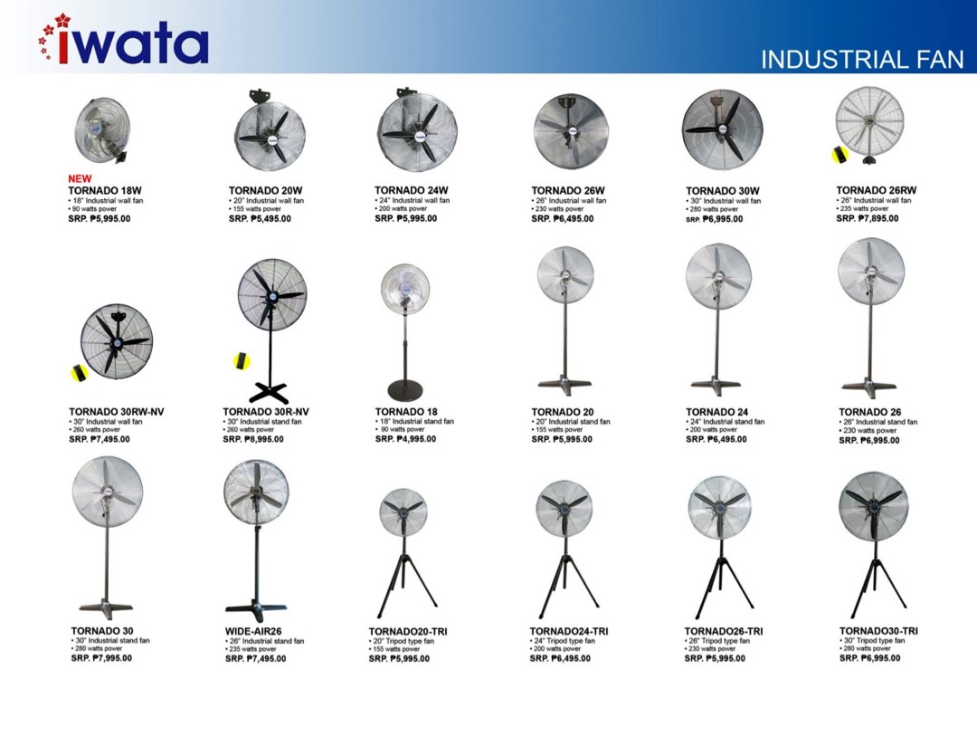 IWATA INDUSTRIAL FAN PRICE LIST, TV & Home Appliances, Air Conditioning ...