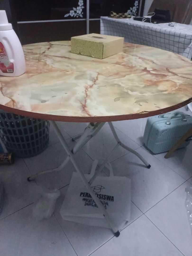 Meja bulat marble pattern, Furniture & Home Living, Furniture, Tables ...
