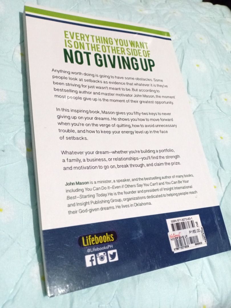 Book. Never Give Up By John Mason, Hobbies & Toys, Books & Magazines ...