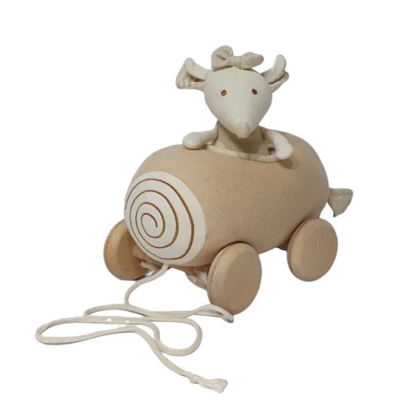 Organic Cotton Mouse-on-Wheels Pull Toy, Babies & Kids, Infant Playtime ...