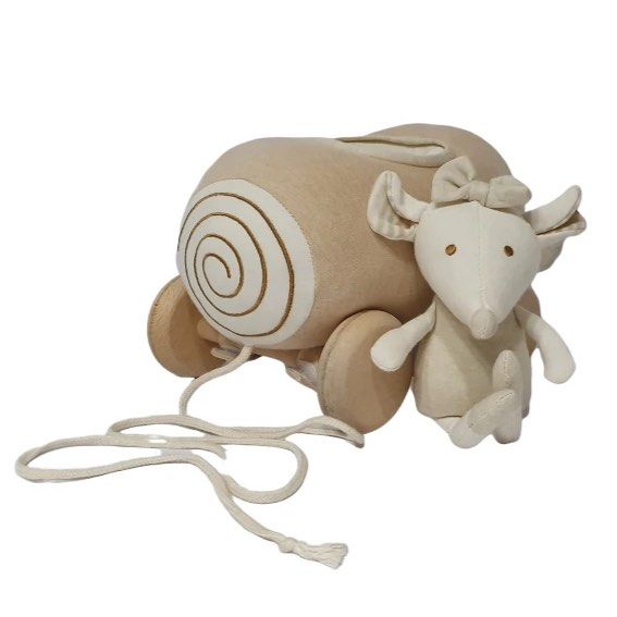 Organic Cotton Mouse-on-Wheels Pull Toy, Babies & Kids, Infant Playtime ...