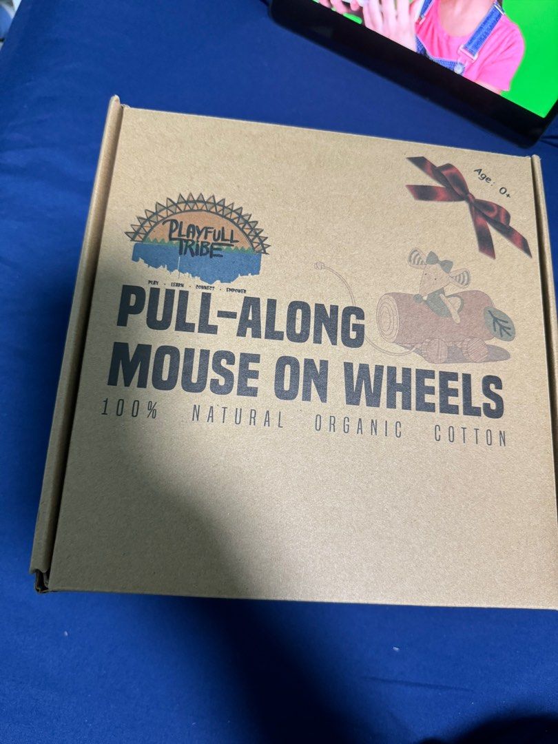 Organic Cotton Mouse-on-Wheels Pull Toy, Babies & Kids, Infant Playtime ...