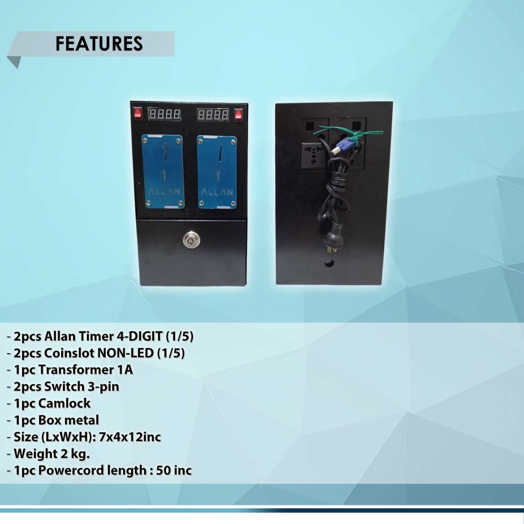 PISONET TIMER DUAL COINSLOT, BOX METAL PISO LIMA S-TYPE, BEST FOR ...