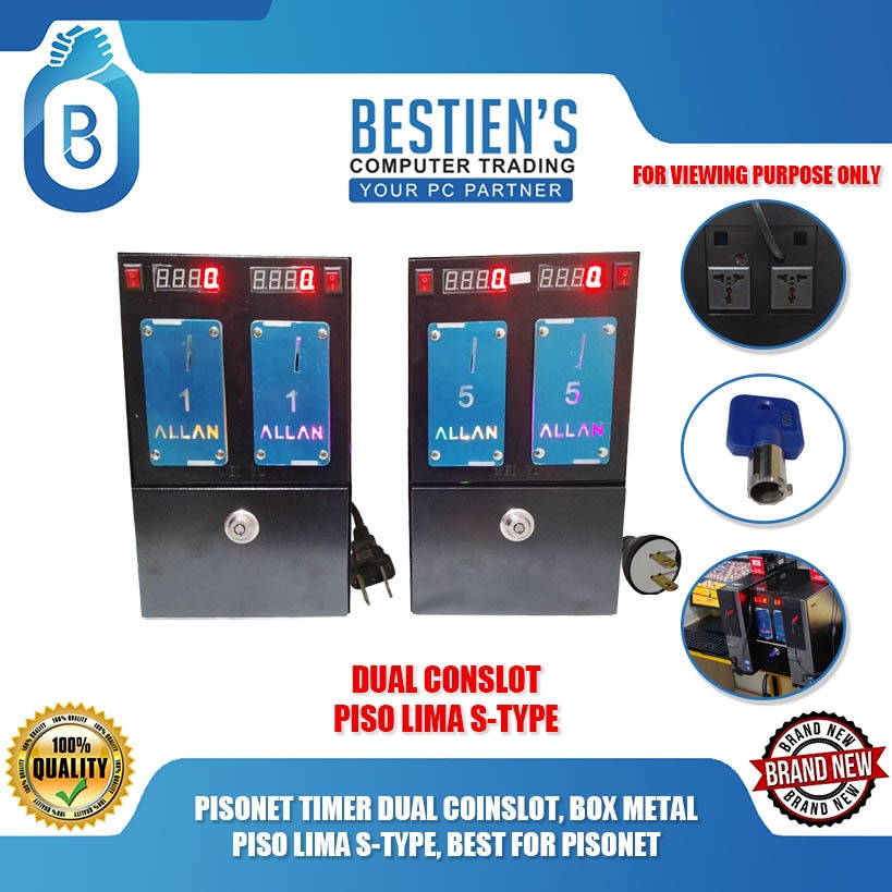 PISONET TIMER DUAL COINSLOT, BOX METAL PISO LIMA S-TYPE, BEST FOR ...