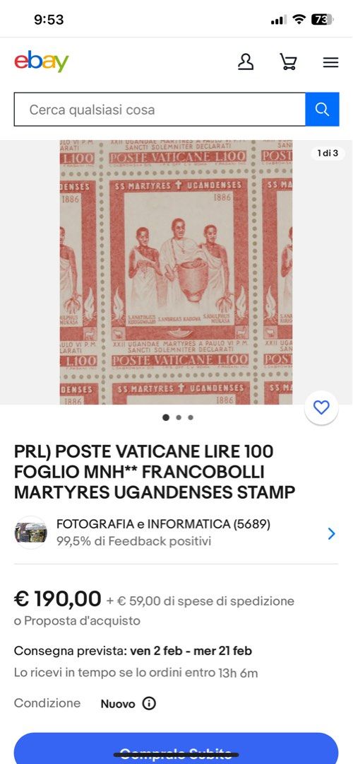 Rare Vatican stamp L100, Hobbies & Toys, Memorabilia & Collectibles ...