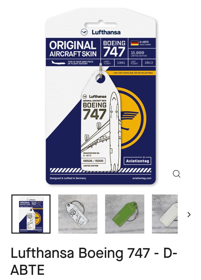 [SELLING] 1x Lufthansa B747 Aviation Tag -BRAND NEW, UNOPENED, Hobbies ...