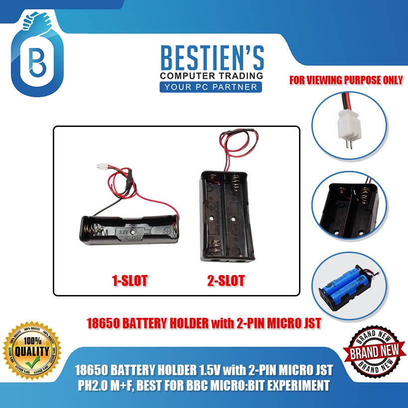 18650 BATTERY HOLDER 1.5V with 2-PIN MICRO JST PH2.0 M+F, BEST FOR BBC ...
